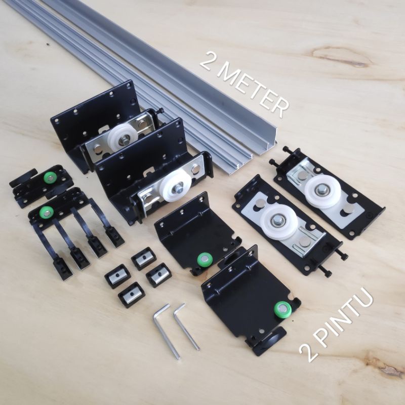 Jual Set Roda Gantung Pintu Sliding Geser Lemari Huben RG 99 - Roda 2 Pintu Rel 2 Meter | Shopee ...