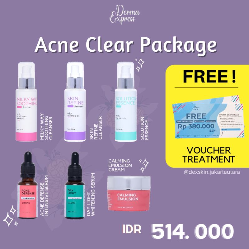 Jual Derma Express Acne Clear Package FREE VOUCHER TREATMENT / Paket ...