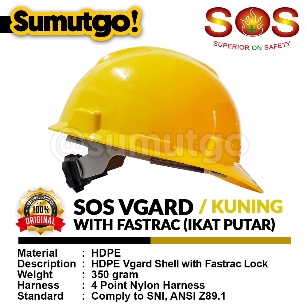 Jual Helm Safety Proyek Kuning - SOS VGARD Ikat Putar Fastrac + Tali ...