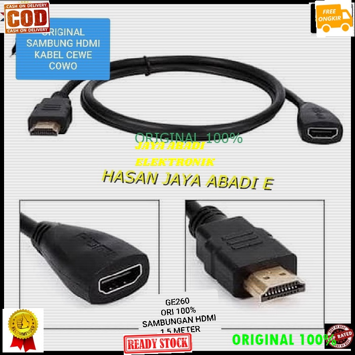 Jual G260 ORIGINAL extension kabel Hdmi Sambungan jek jack cewe cowo ...