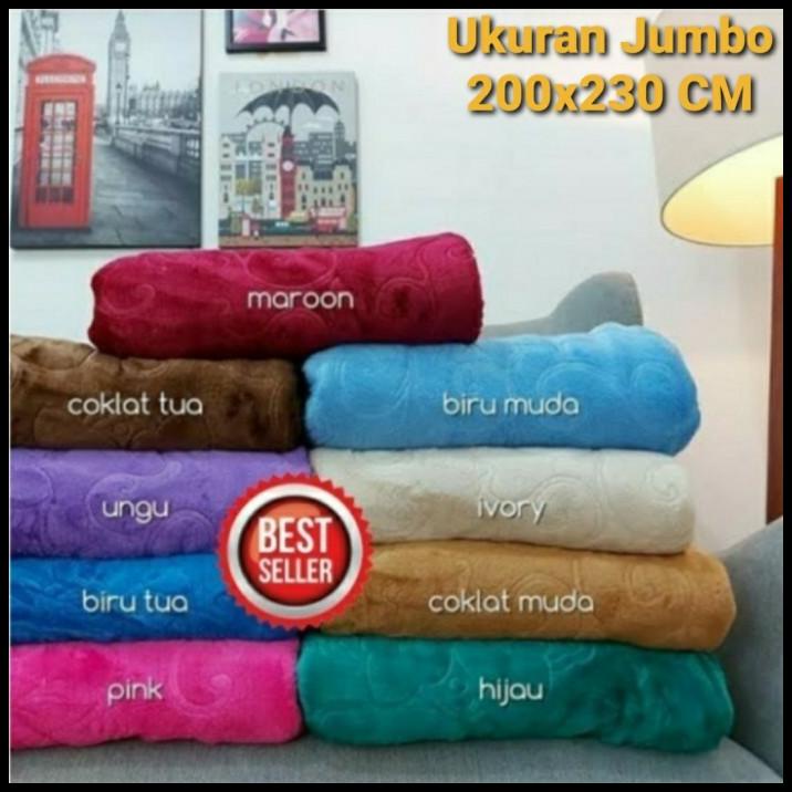 Jual Selimut Polos Embos Tebal Jumbo Ukuran 200X230 Cm Import Pakai List | Shopee Indonesia