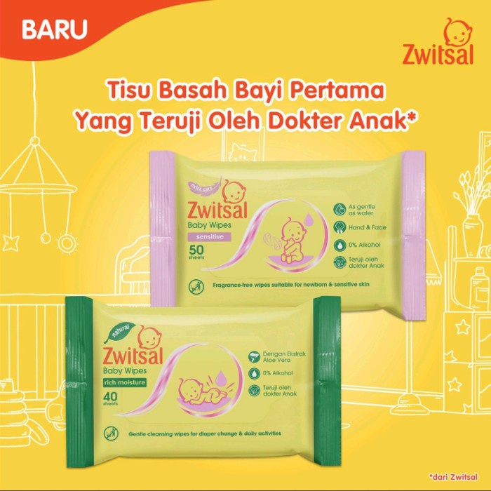 Jual Zwitsal Baby Wipes Tissue Tisu Basah Sensitive / Rich Moisture ...