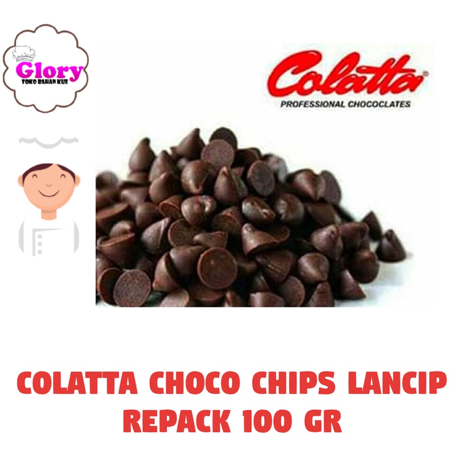 Jual choco chips colatta repack 100 gr / choco chips lancip kerucut ...