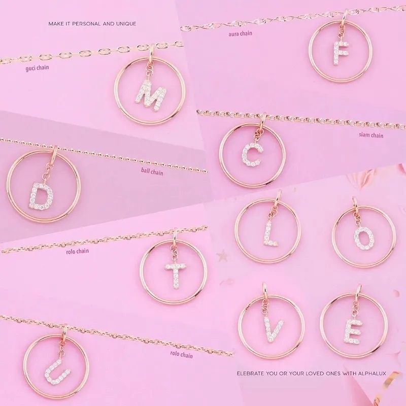 Jual Liontin huruf alpha lux bulat huruf A B C D E F G H I J K L M N O ...