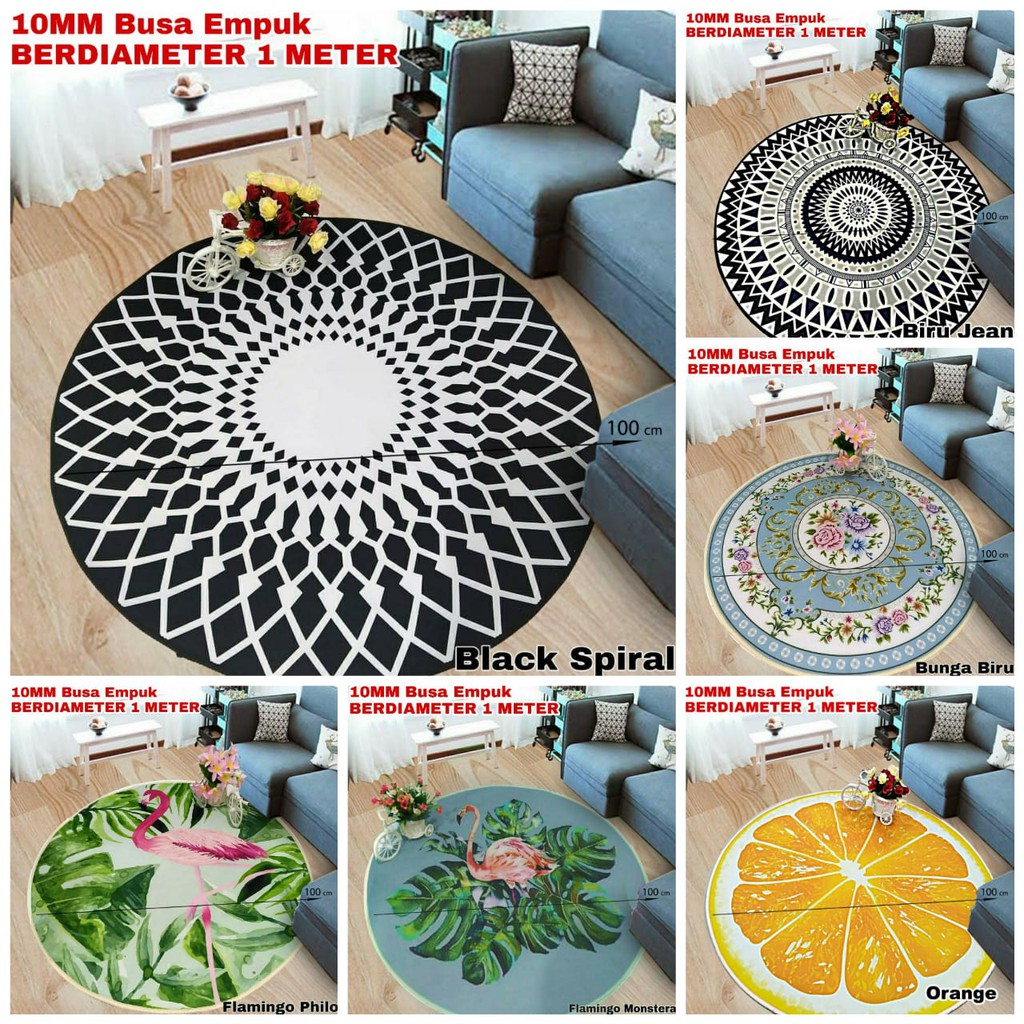 Jual Karpet Bulat Modern Model Black Spiral Diameter 1 Meter 1kg Muat 1 ...