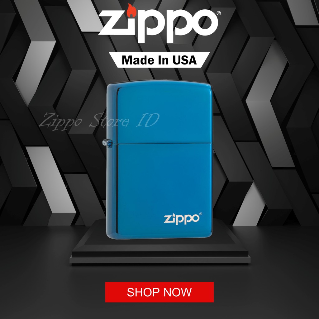 Jual Zippo Classic High Polish Blue Zippo Logo 20446ZL Original USA ...