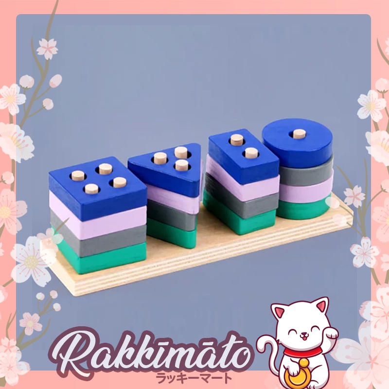 Jual Mainan Edukasi Anak Basic Shape Kayu Balok Geometri Puzzle 3D ...
