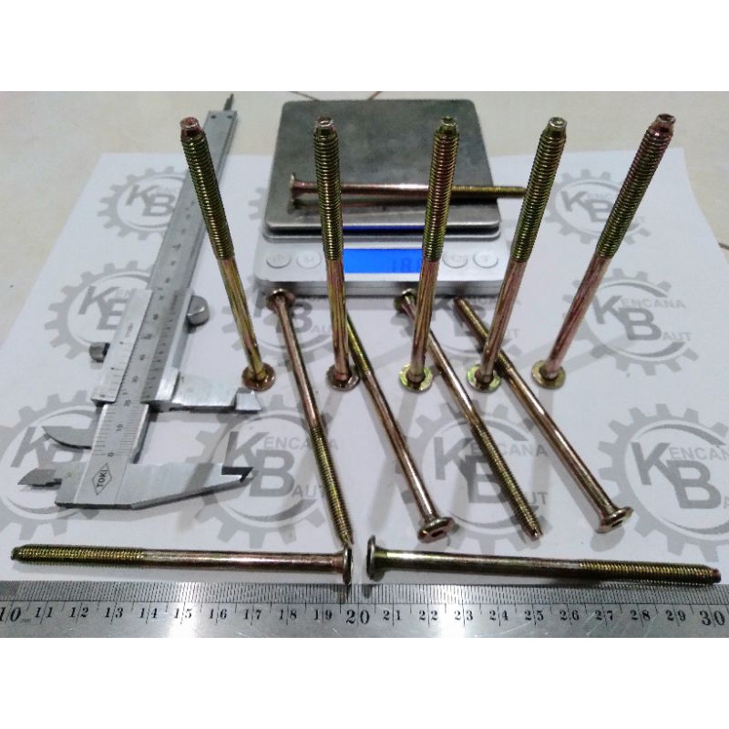 Jual Baut JCBC M6 X 100 Kuning / Baut Mebel / Knockdown / Baut ...