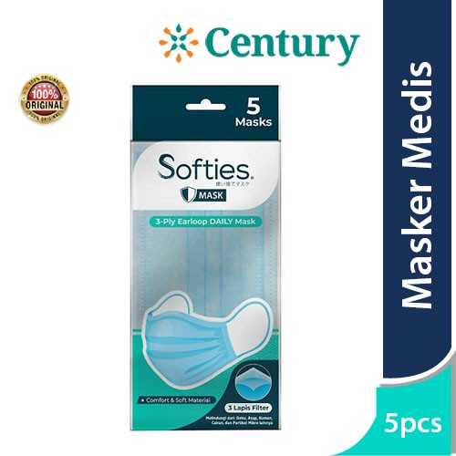 Jual Softies Daily Mask 3Ply Earloop / Masker / 5pcs | Shopee Indonesia