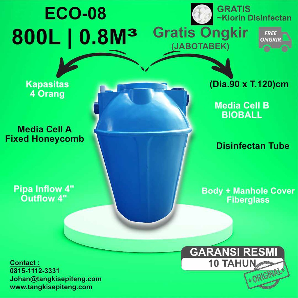 Jual Tangki Vertikal BIO Septic 800 Liter - BIOFIL, BIOTANK Vertikal ...