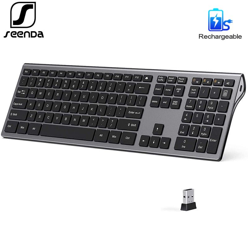 Jual SeenDa Full Size 2.4G Wireless Keyboard Rechargeable Silent Key ...