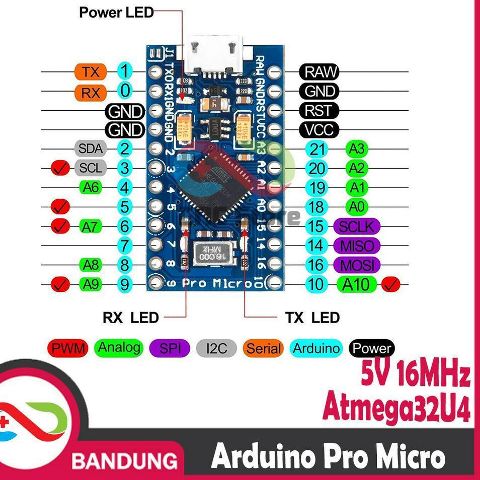 Jual Murah HE678 ARDUINO PRO MICRO ATMEGA32U4 5V 16HZ MICRO USB BOARD Y63 Paling Popular ...