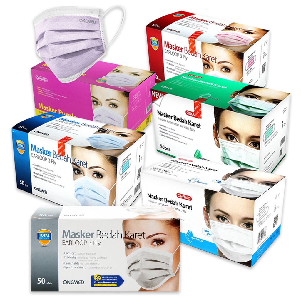 Jual OneMed Masker Medis Earloop per Box isi 50 pcs | Shopee Indonesia