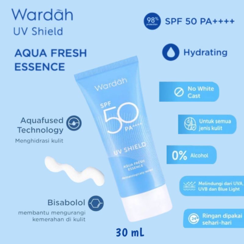 Jual Wardah UV Shield Aqua Fresh Essence SPF 50 PA ++ 30 ml - Wardah ...
