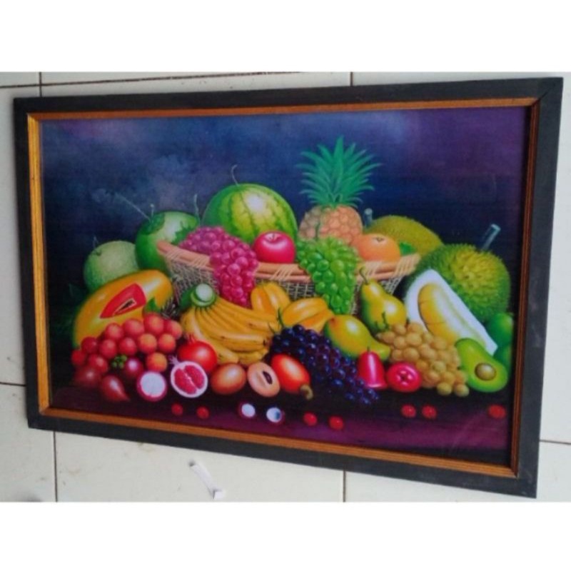 Jual Lukisan cetak murah gambar Buah buahan plus bingkai ukuran 65x45 | Shopee Indonesia