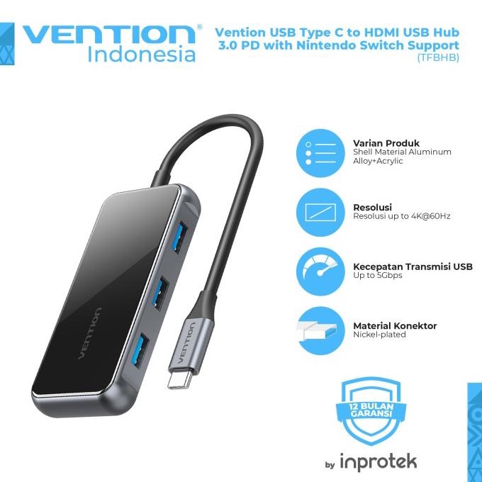 Jual Vention USB Type C to HDMI USB Hub 3.0 PD with Nintendo Switch ...