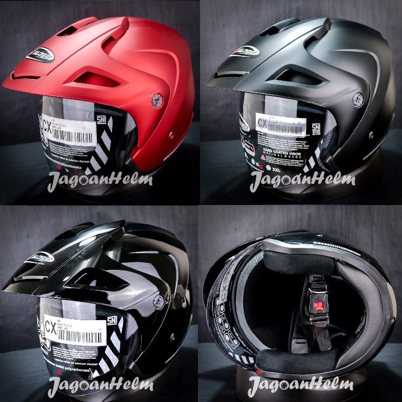 Jual Cargloss Helm Cx Cr Solid Black Doff Majestic Red Black