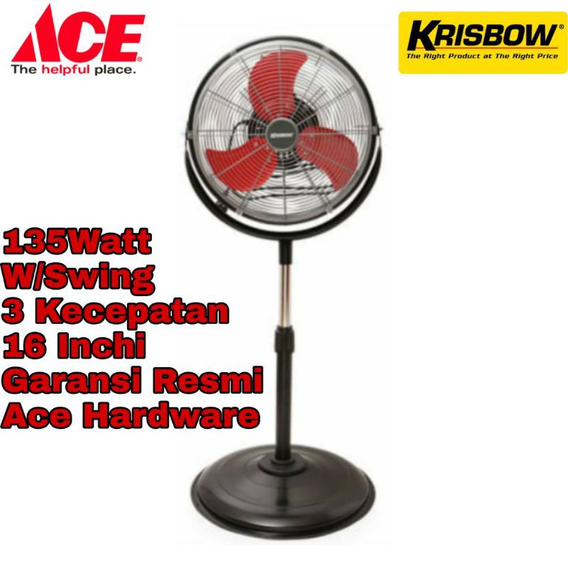 Jual Kipas Angin Lantai 16 inch Krisbow Pedestal Fan Garansi Resmi Ace ...