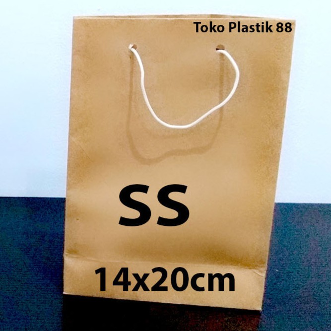 Jual [1 pcs] PaperBag Polos Coklat | Paper bag Kraft. Polos SS. 14x20 ...