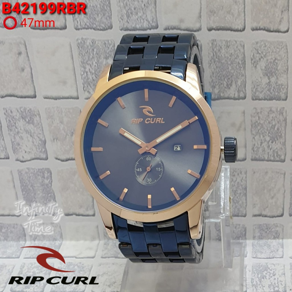 Jual Jam Tangan Ripcurl Detroit Pria Cowok Analog Rantai Stainless Chrono Detik Tanggal Aktif ...