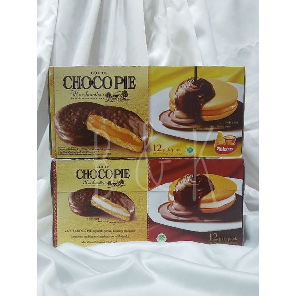 Jual lotte choco pie marshmallow 1 box isi 12 pcs x 28 gram | Shopee ...