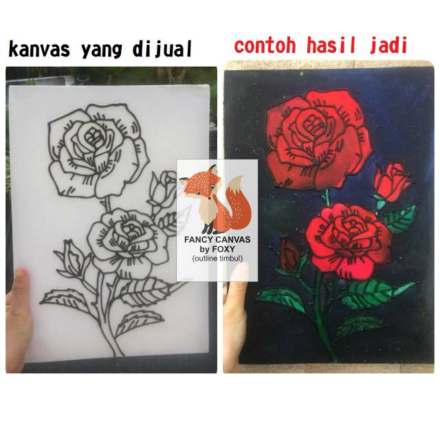 Jual Canvas / drawing / kanvas lukis timbul outline ROSE KOI | Shopee ...