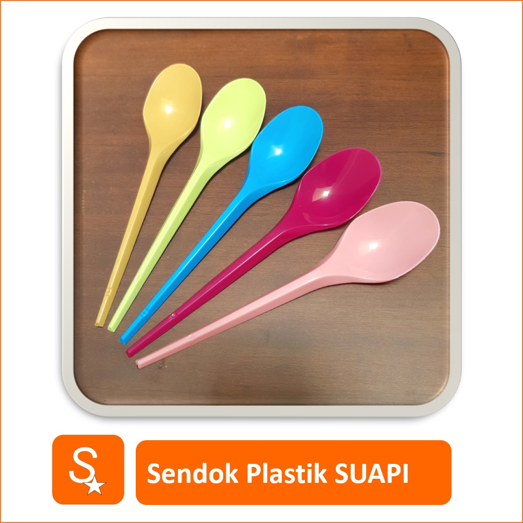 Jual Sendok Makan Plastik SUAPI Dop / Sendok Warna Premium Merah Biru ...