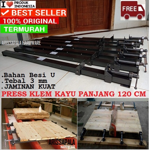 Jual Pres Klem Kayu 120 cm Catok U T Bar Clamp Rell Press Rel Pintu ...