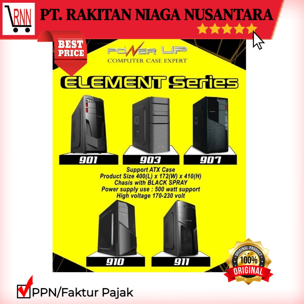 Jual Casing Power Up Element E901 / E907 + PSU 500W Casing PC ATX MAtx ...
