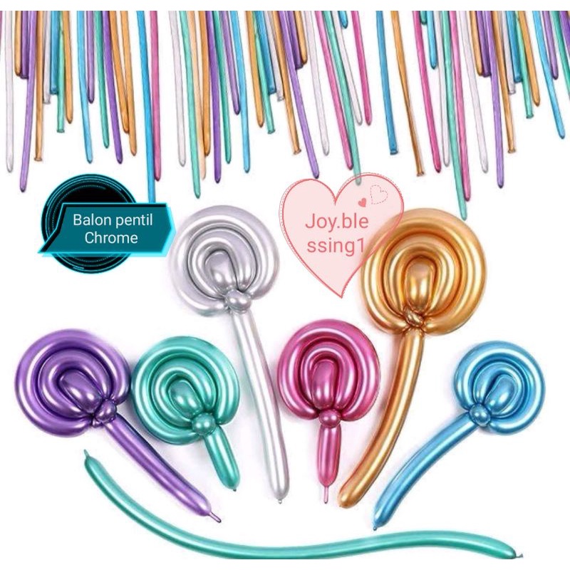 Jual (1 PAK ISI 10 PCS) BALON LATEKS PENTIL METALIK CHROME/balon twist ...
