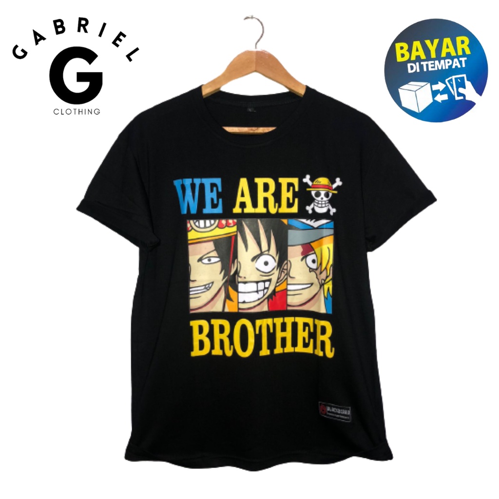 Jual Kaos Hitam Anime Lutfi One piece 'WE ARE BROTHER' Bahan Teteron ...