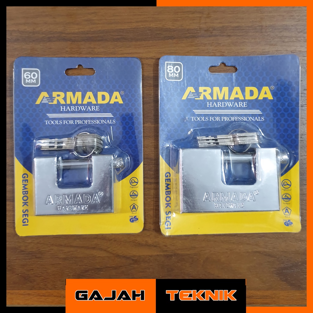 Jual Gembok Segi / Gembok Kotak / Panser 3 kunci 60 mm & 80 mm Armada ...