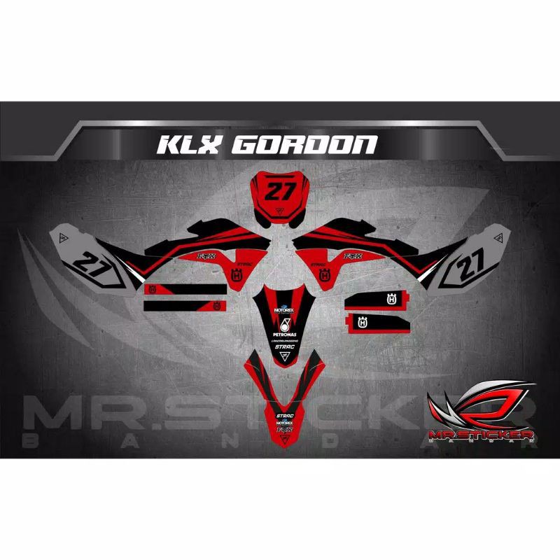 Jual decal klx Gordon decal klx warna merah dekap klx Gordon warna ...