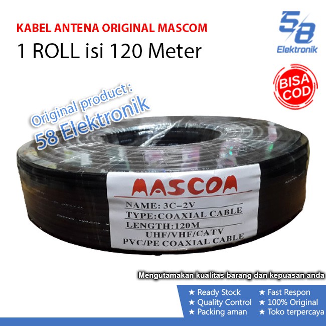 Jual KABEL ANTENA 1 ROLL ISI 120M ORIGINAL MASCOM ANTEN KUALITAS BAGUS ...