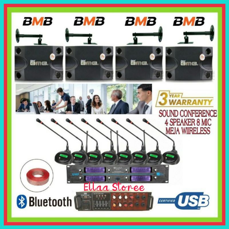 Jual Paket Sound Conference 4 Speaker BMB / 8 Unit Mic Meja Wireless ...