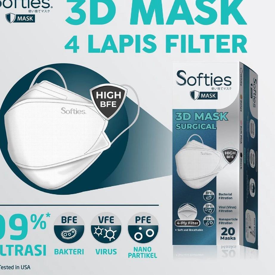 Jual Kekinian - Masker Softies Surgical 3D Mask 4 Ply KF94 isi 20 Original | Shopee Indonesia