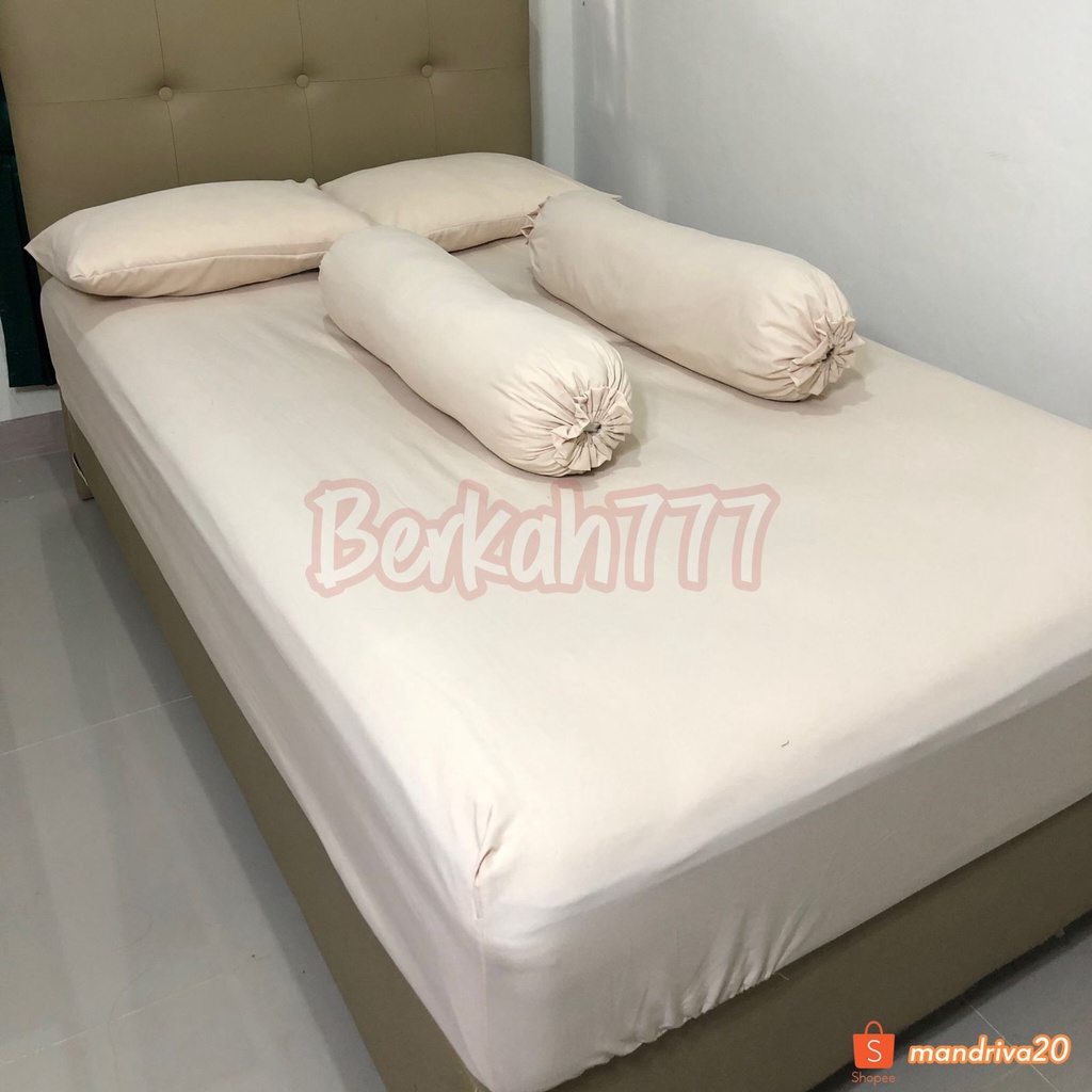 Jual Sprei Katun Premium Warna Cream Polos Tinggi 20 Cm, 25 cm, 30 cm dan 35 cm Halus Lembut ...
