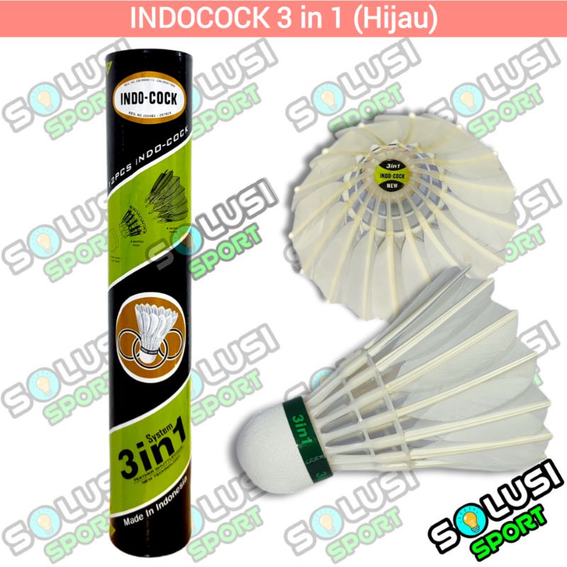 Jual Shuttlecock Badminton INDOCOCK 3in1 Hijau Kock Kok Bulutangkis ...