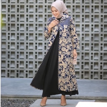 Jual Long Outer Batik Wanita Kerja Modern Kekinian Baju Batik Outer ...