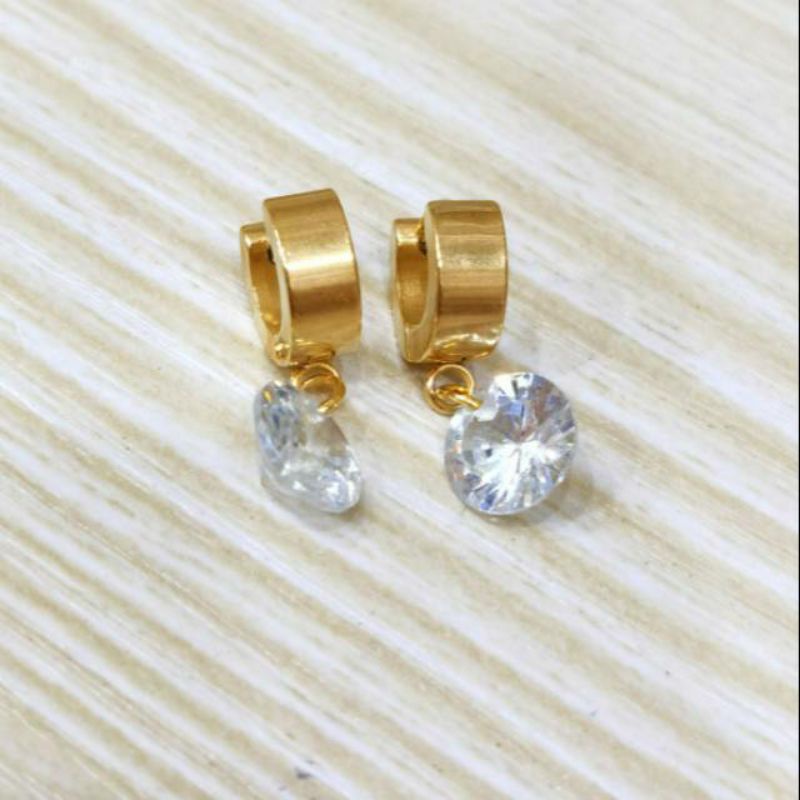 Jual Anting Tindik Gandul Permata Cewek Titanium (1 pasang) | Shopee ...