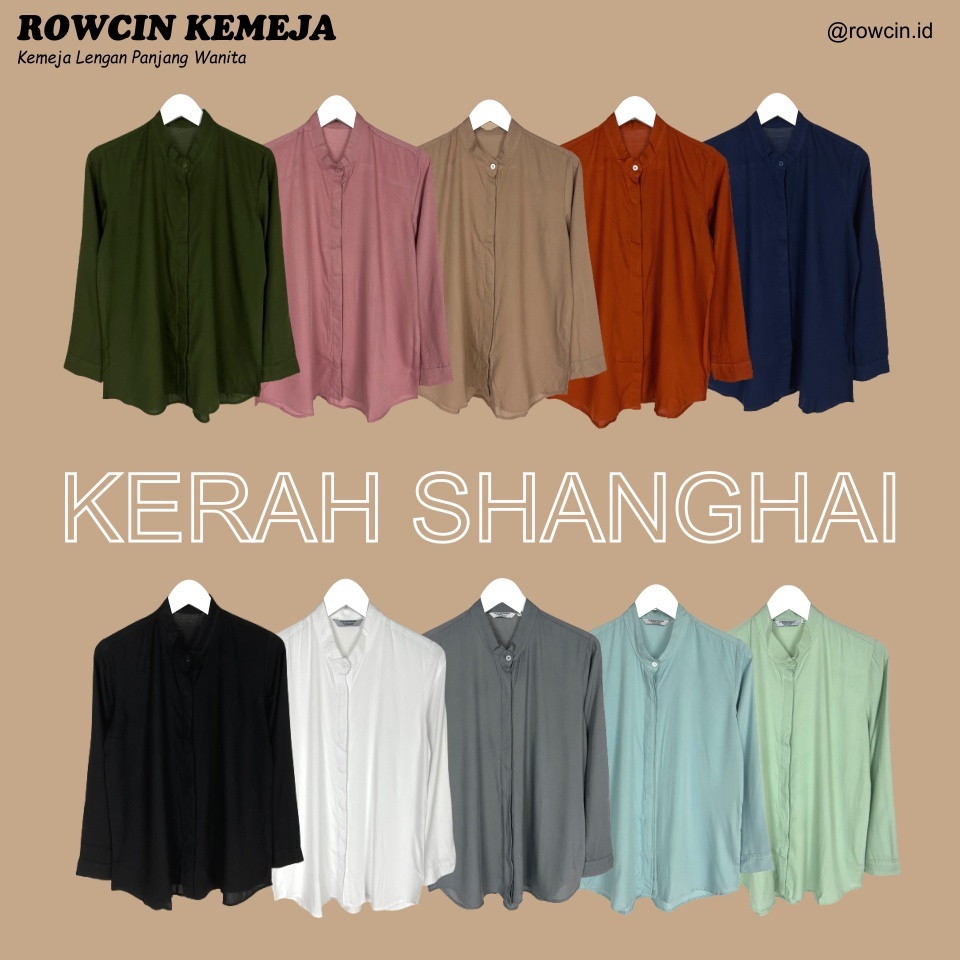 Jual KEMEJA WANITA POLOS KERAH SHANGHAI LENGAN PANJANG WANITA KATUN RAYON LONG SHIRT ORGANIK ...