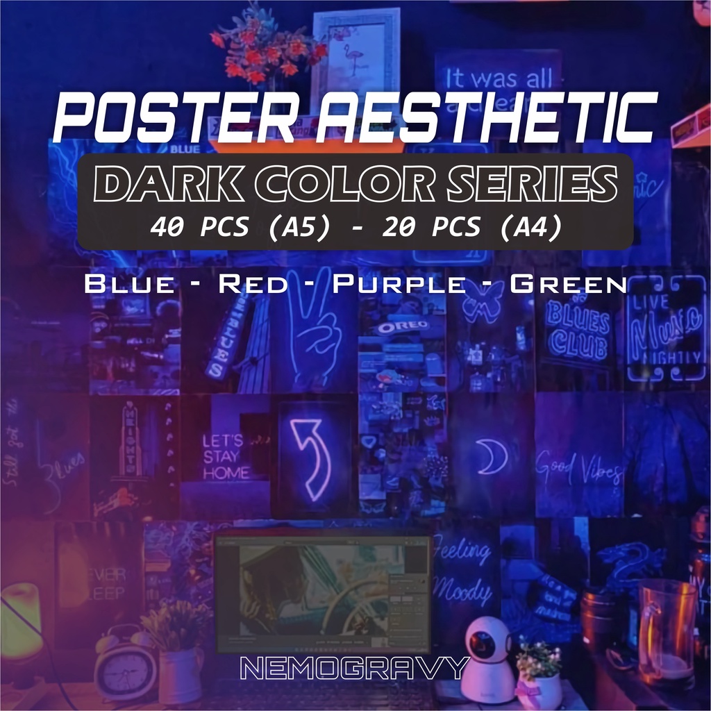 Jual [40 PCS] POSTER AESTHETIC DARK COLOUR SERIES | Shopee Indonesia