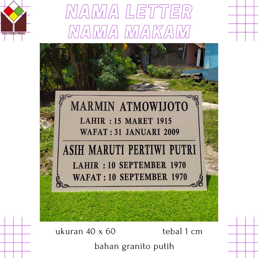 Jual (PUSAT PRASASTI MURAH) Prasasti Nama Letter/Nama Makam/Nama Kijing ...