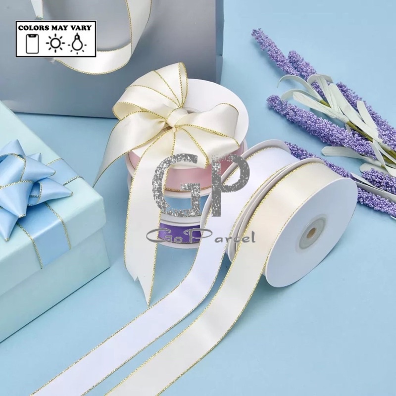 Jual ( Rol 20 Yard ) PITA SATIN LIST EMAS 1/2 INCH SATEN LIS PERAK PITA ...