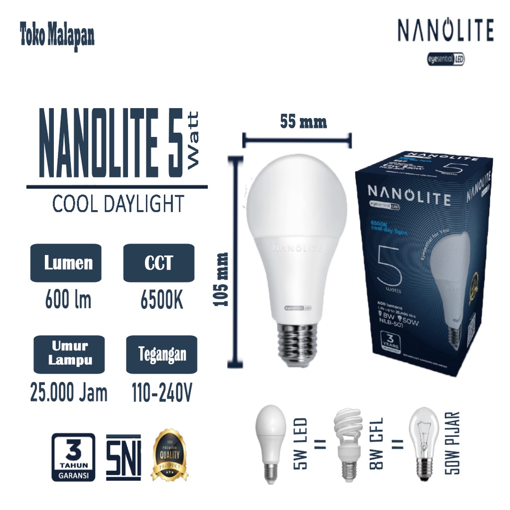 Jual LAMPU NANOLITE LED BULB GARANSI RESMI 3 TAHUN | Shopee Indonesia