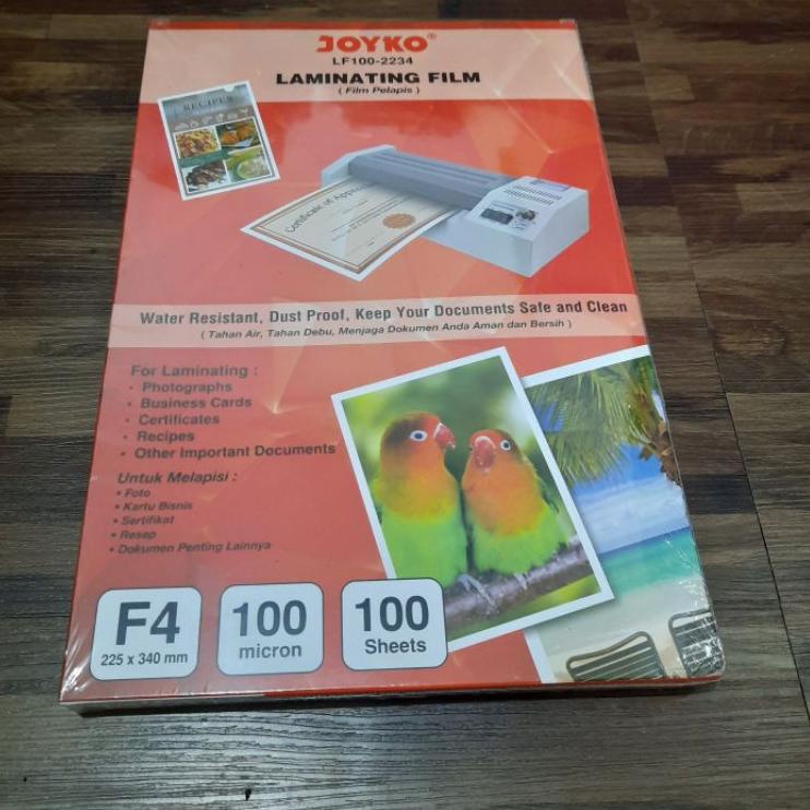 Jual Ready Bermutu Plastik Laminating F4 Joyko 100 Micron (10 Lembar ...