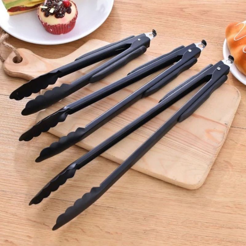 Jual Pencapit Makanan Stainless Tebal HITAM 3 Ukuran / Capitan Pencapit ...