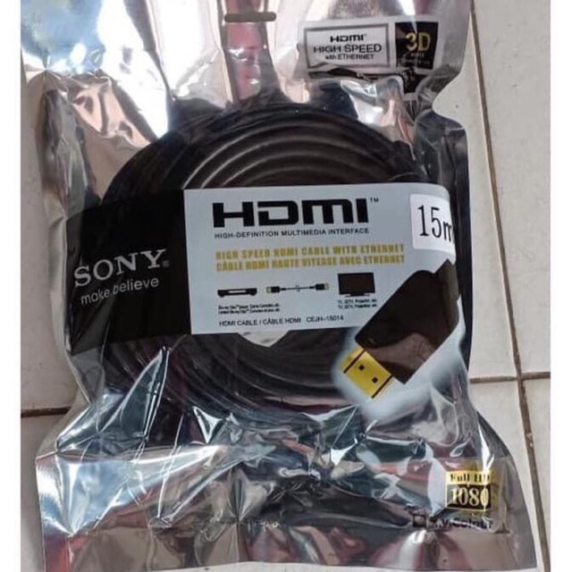 Jual kabel HDTV HDMI SONY 15M Male To Male Gold Plate 15 Meter HDTV 1 ...