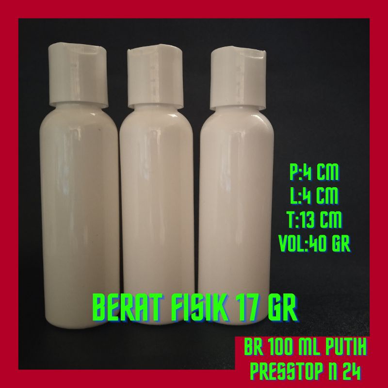 Jual BOTOL 100 ML PUTIH TUTUP PRESSTOP N24 | Shopee Indonesia