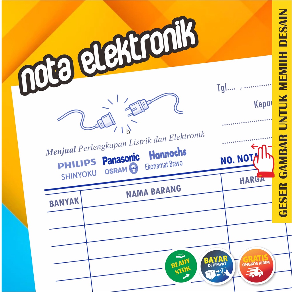 Jual Nota Kontan Toko Listrik & Servis Elektronik isi 50 2 Rangkap ...
